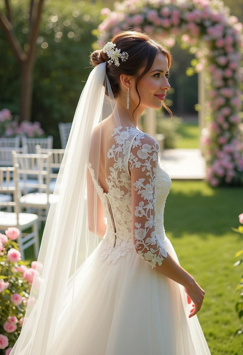 Elegant Chantilly Lace Bridal Veil Styles - TheChichBride.com