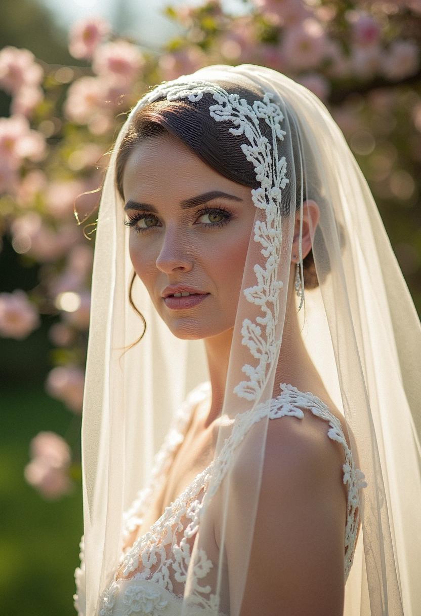 Elegant Chantilly Lace Bridal Veil Styles - TheChichBride.com