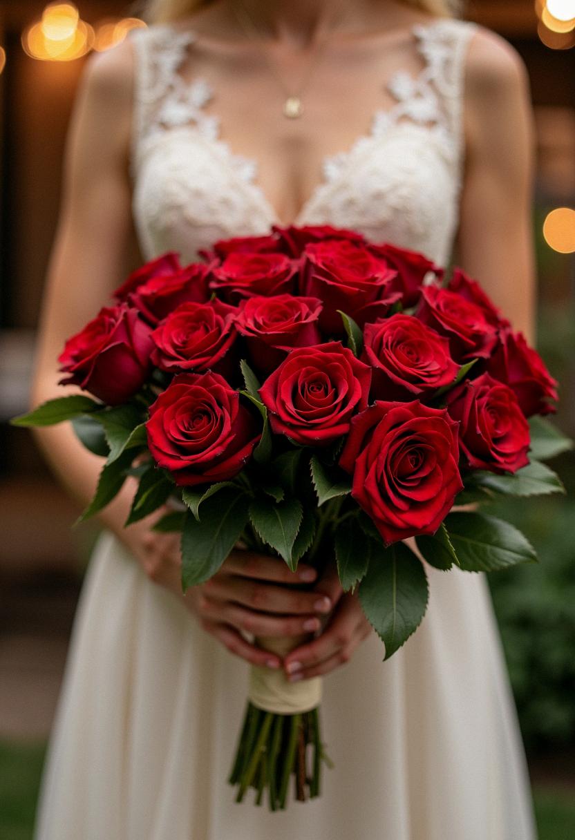 Red Rose Bridal Bouquet Ideas - TheChichBride.com