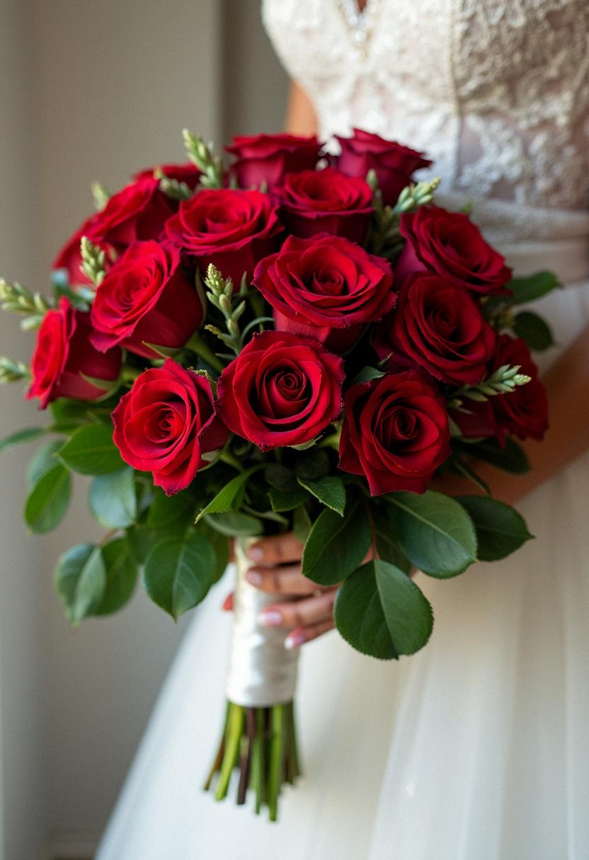 Red Rose Bridal Bouquet Ideas - TheChichBride.com