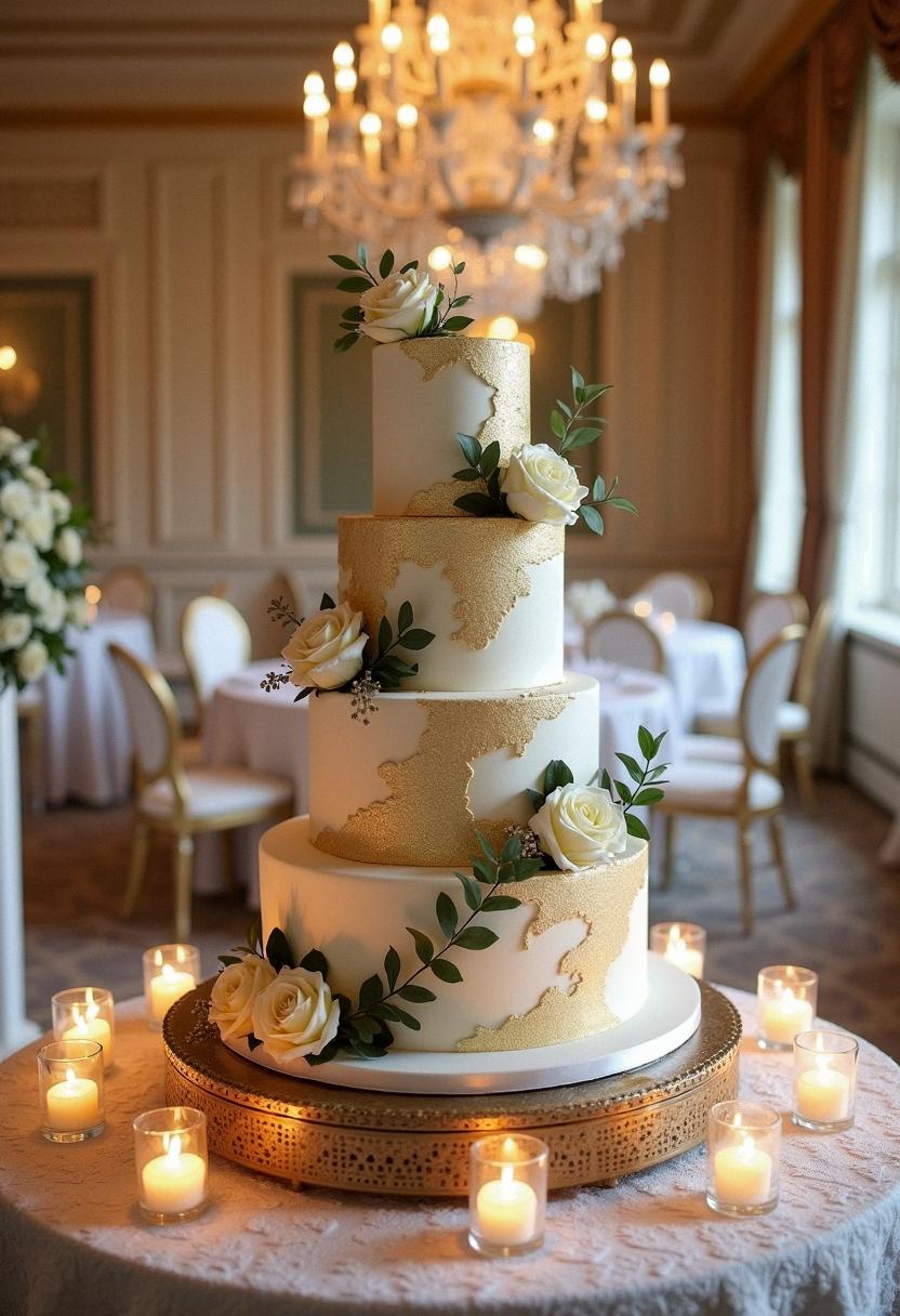 Elegant Wedding Cake Gold Designs - TheChichBride.com