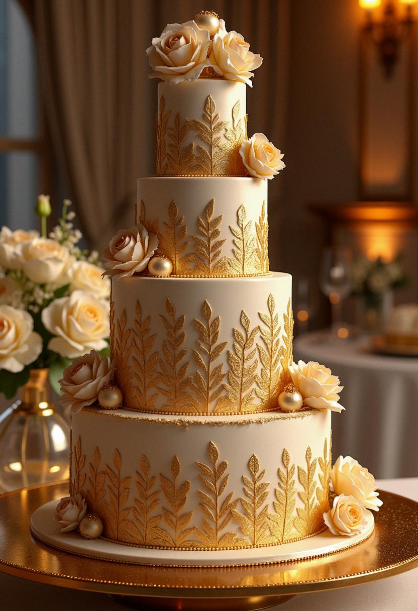 Elegant Wedding Cake Gold Designs - TheChichBride.com