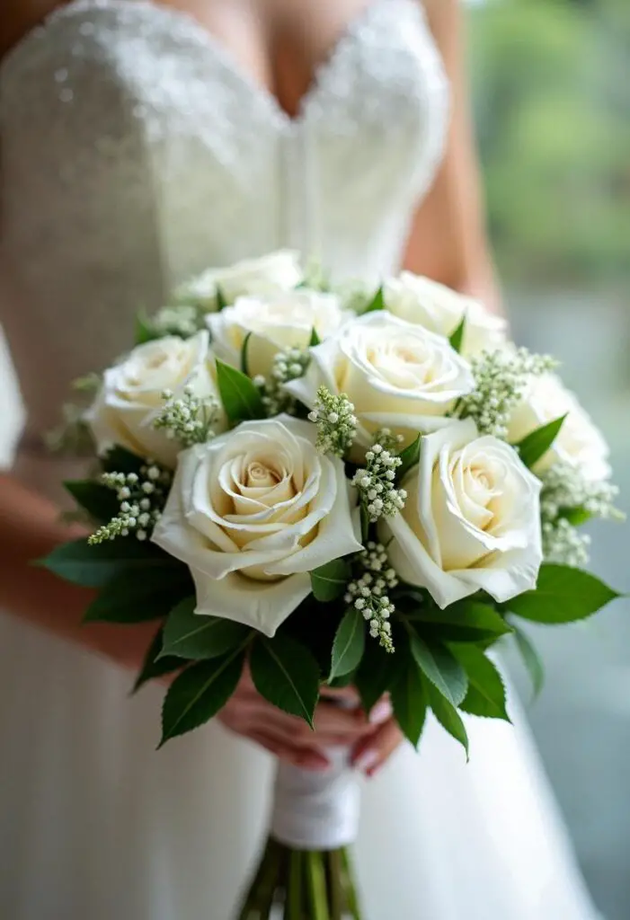 White Roses Bridal Bouquet Ideas - TheChichBride.com
