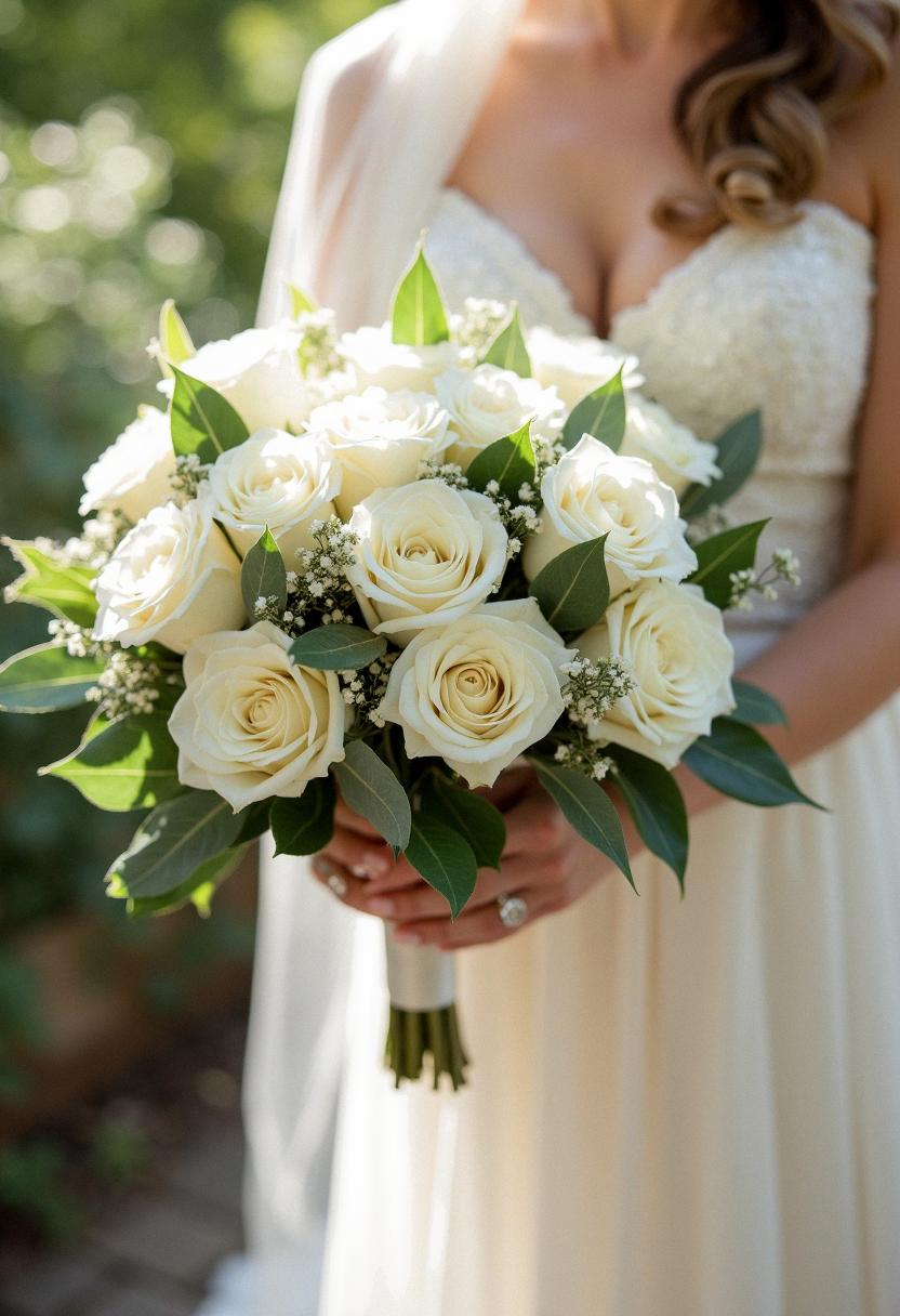 White Roses Bridal Bouquet Ideas - TheChichBride.com